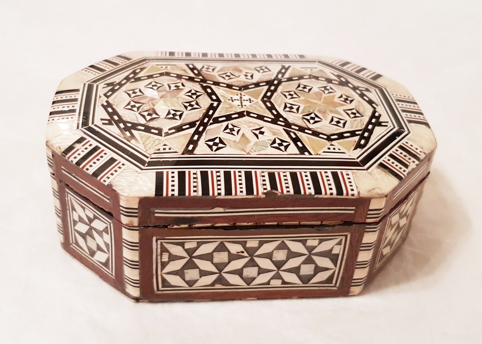 Vintage Hand Made Hexagonal Moroccan Marquetry Trinket Box | Etsy