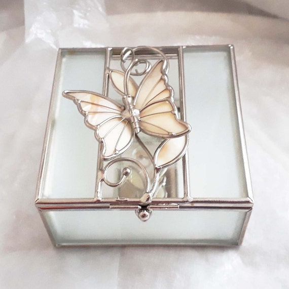Glass butterfly jewellery box store