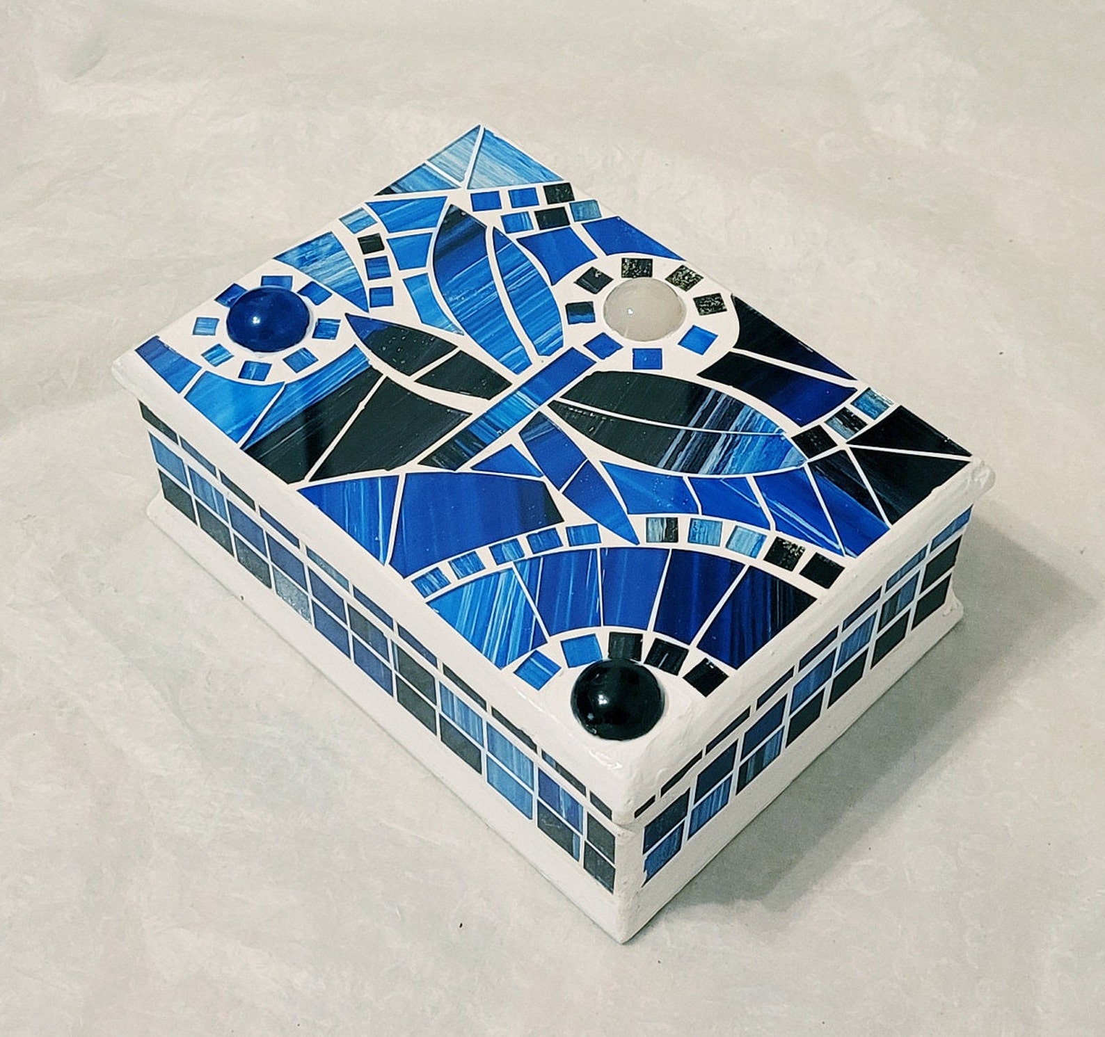 Large Handmade Vintage Style Mosaic Glass Trinket Box Pretty - Etsy