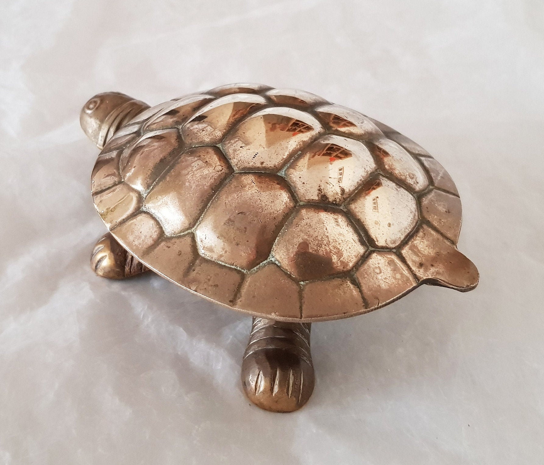 Large unusual vintage brass Tortoise shaped trinket box | Etsy