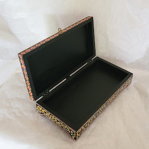 Large Rectangular Hand Painted Wooden Trinket Box From India, Decorated ...