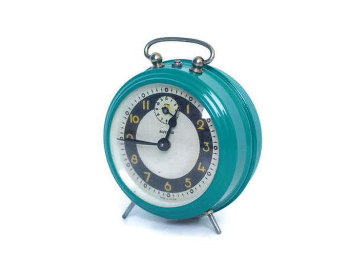 Turquoise Retro Bayard Alarm Clock -- French Vintage Decor -- Restored ...