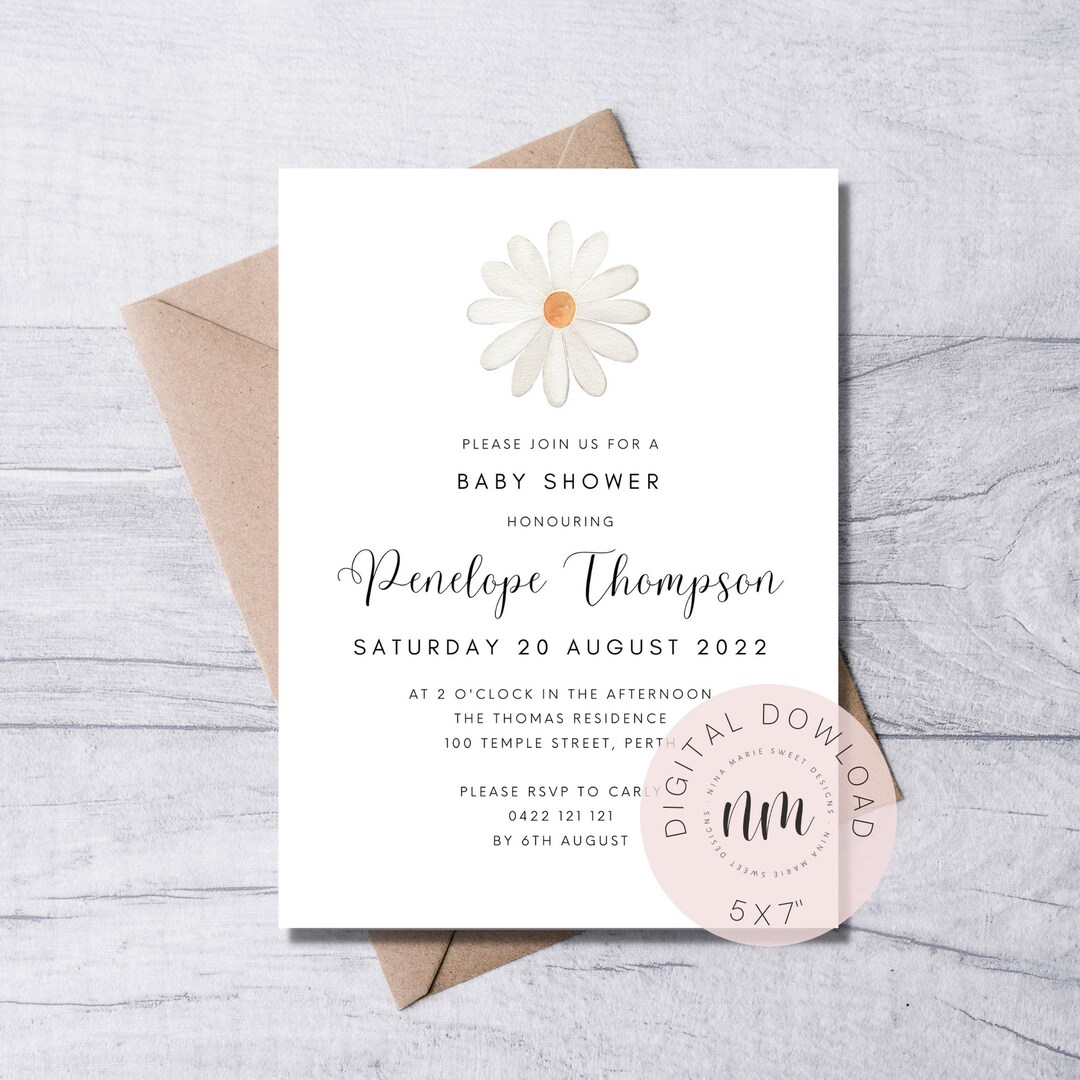 Single Daisy Baby Shower Invitation Daisy First Birthday - Etsy