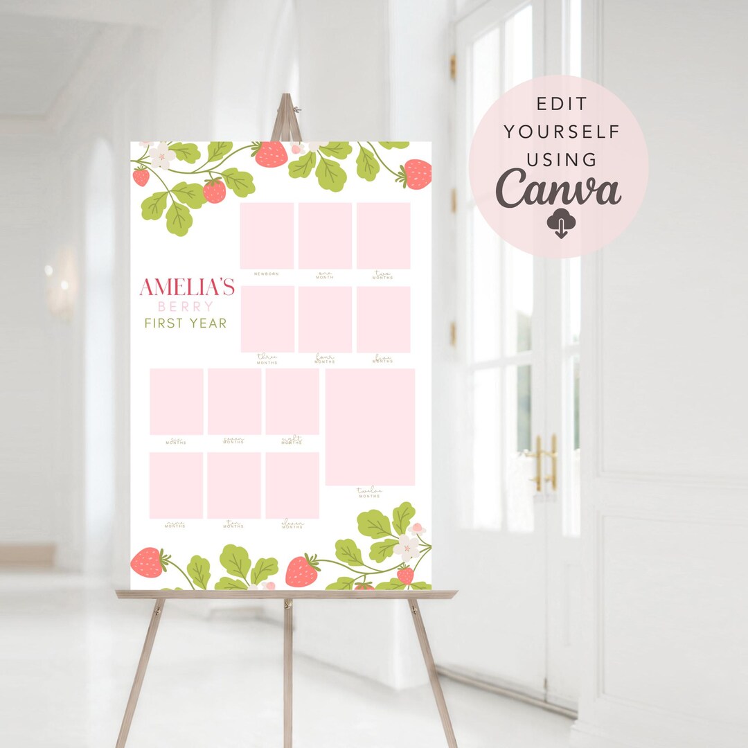 Strawberry Theme First Birthday Photo Board, Berry First Birthday ...