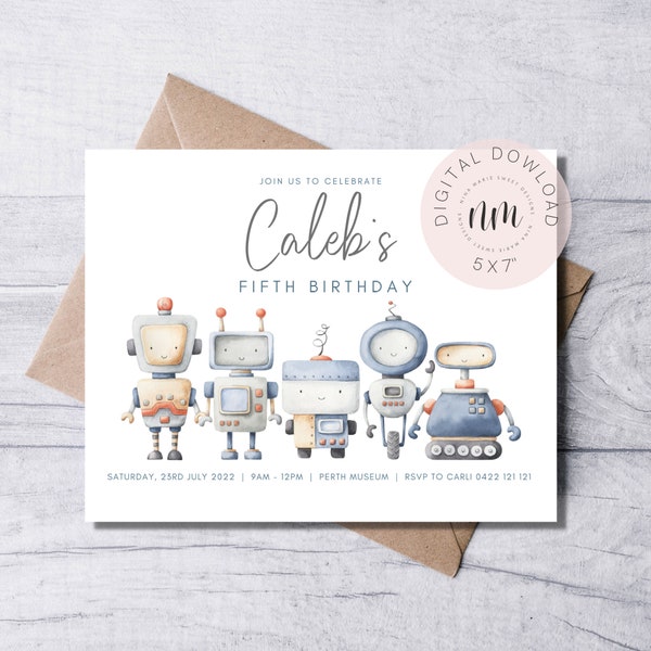 Robot Invitations - Etsy