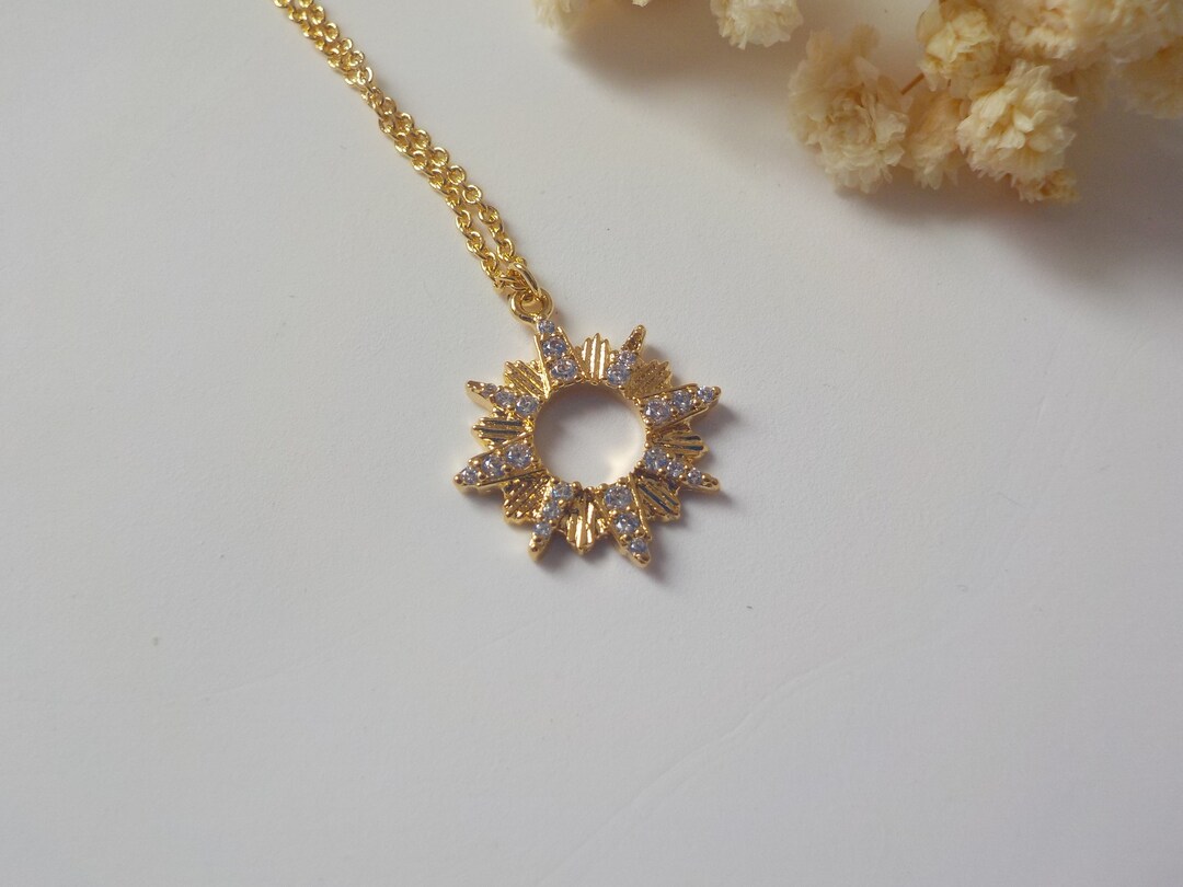 Tiny Sun Gold Necklace / Smiling Sun Necklace / Sunshine /sunshine ...