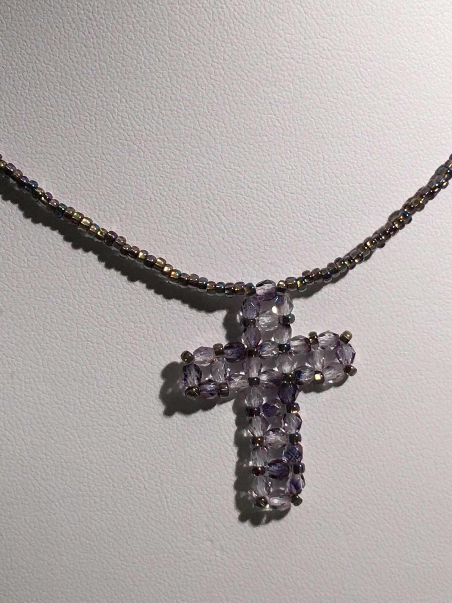 Beaded Crystal Cross Necklace - Etsy