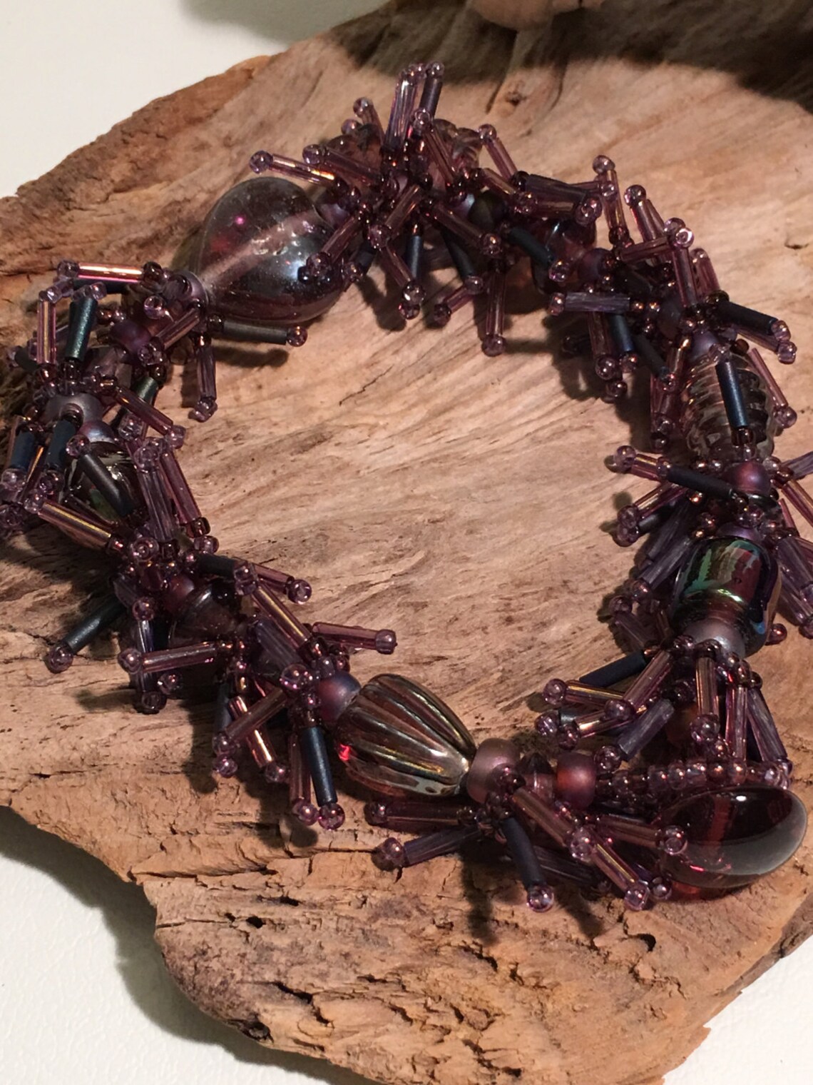 Shades of Purple Glass Spike Bracelet - Etsy