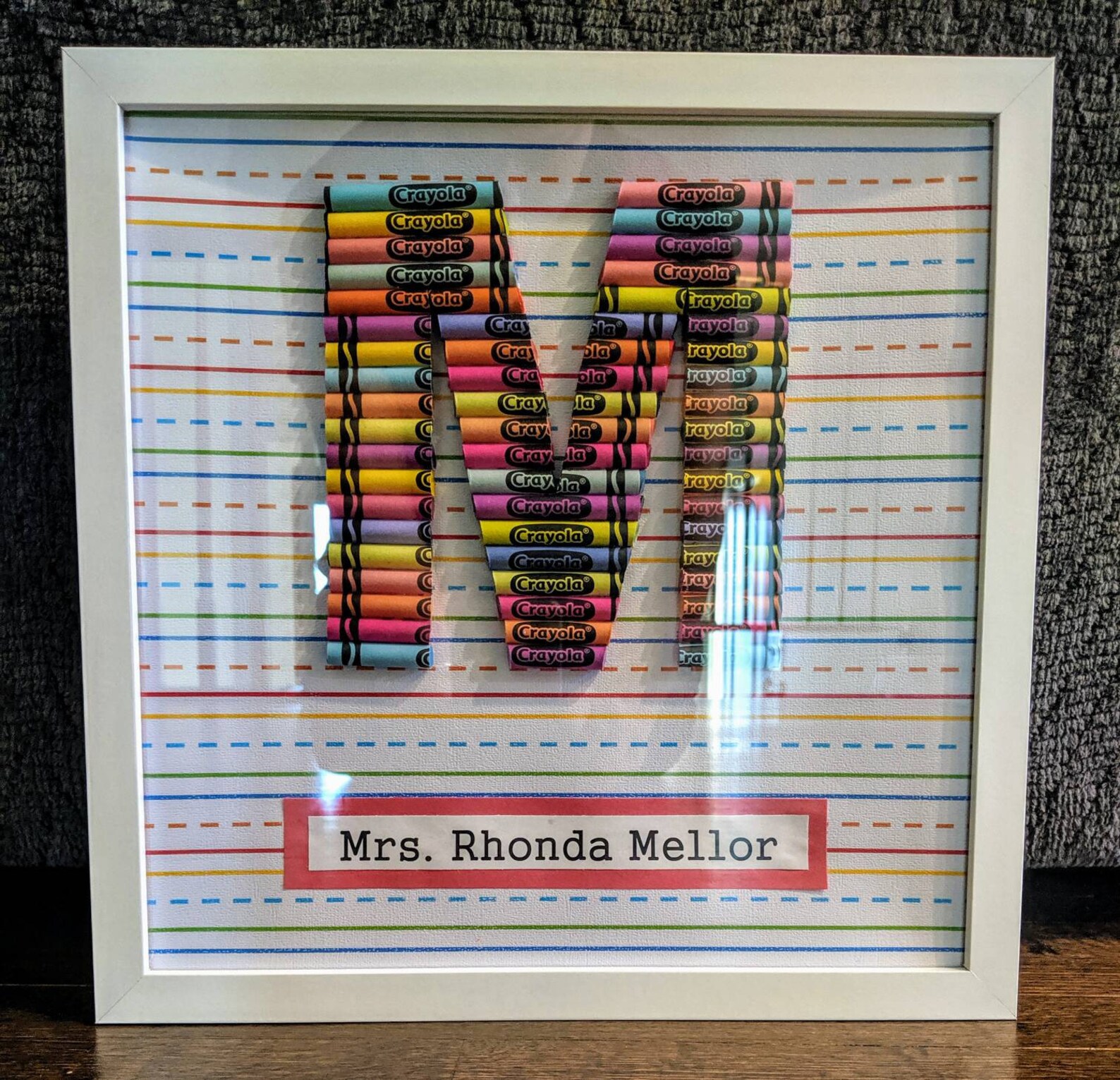 Teacher | Kids | Monogram Crayon Letter | Shadowbox | Gift - Etsy