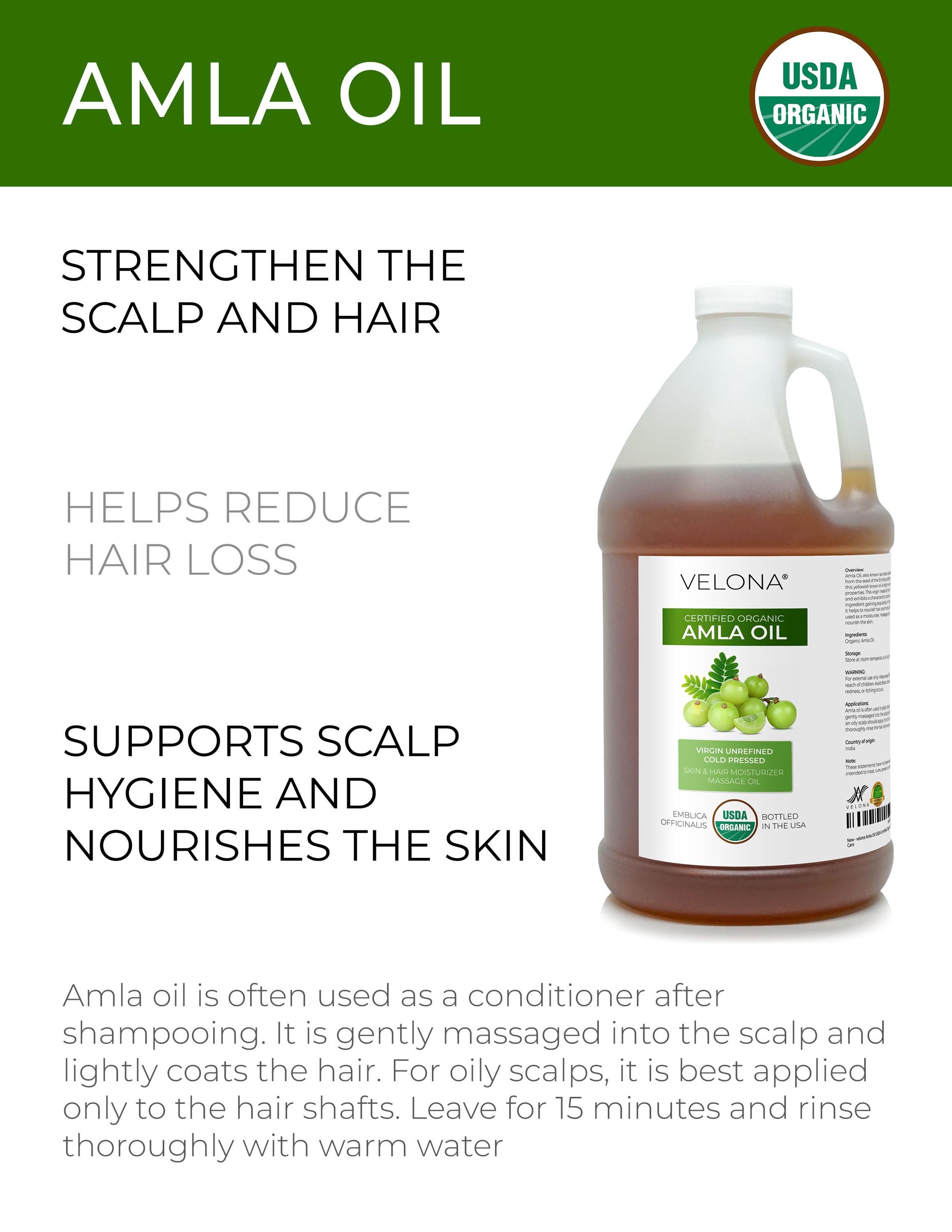 Velona Amla Oil USDA Certified Organic - 64 Fl Oz 100% Pure and Natural ...