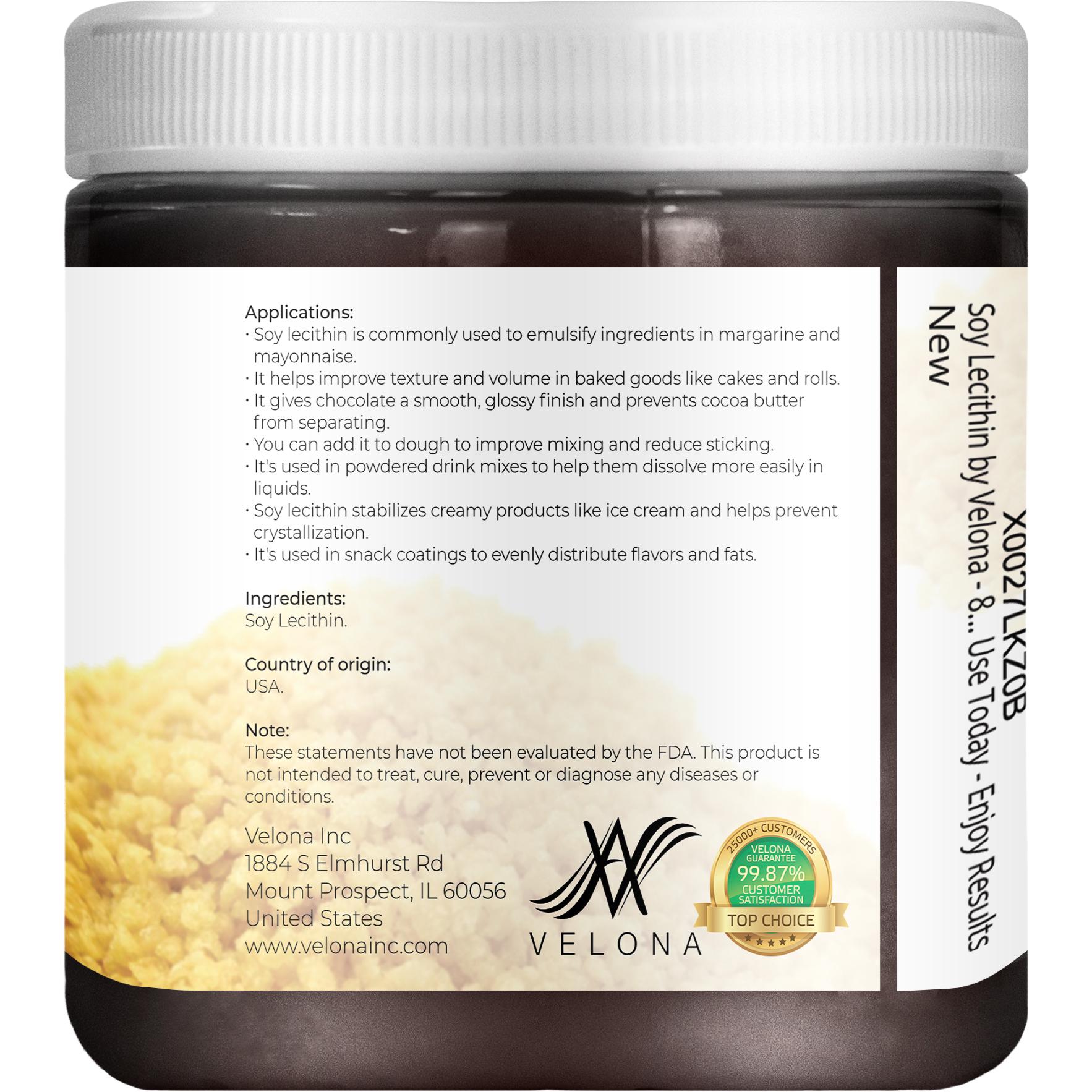 Pure Liquid Soy Lecithin by Velona - 8 Fl Oz | Food Grade | Unbleached ...