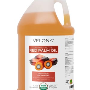 Velona USDA Certified Organic Red Palm Oil 2 Fl Oz - 1 Gallon / 128 Fl Oz Food and Cosmetic ...