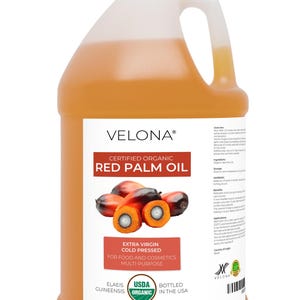 Velona USDA Certified Organic Red Palm Oil 2 Fl Oz 1 Gallon / 128 Fl Oz Food and Cosmetic Grade ...
