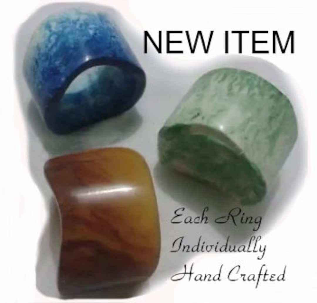 Acrylic Resin Ceramic Napkin Ring Set of 4 Hand Crafted Contemporary ...