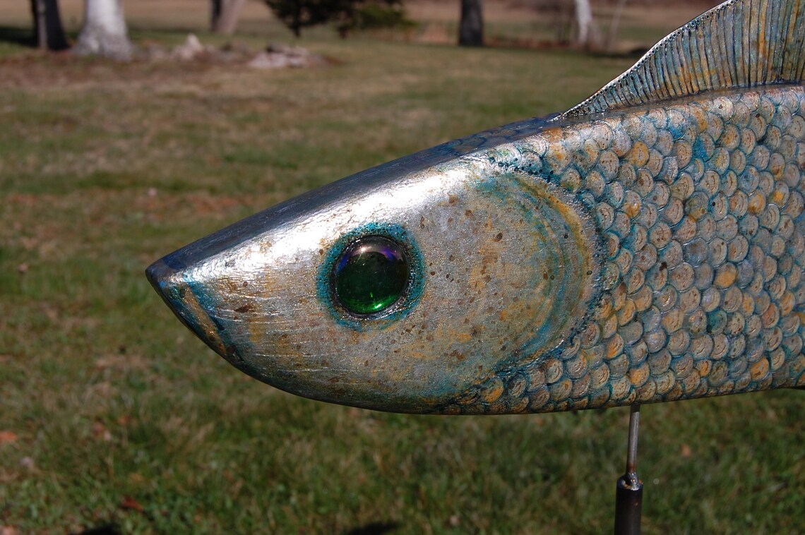 Kinetic Garden Art / Sculpted Fish & Dragonfly Wind Vanes - Etsy