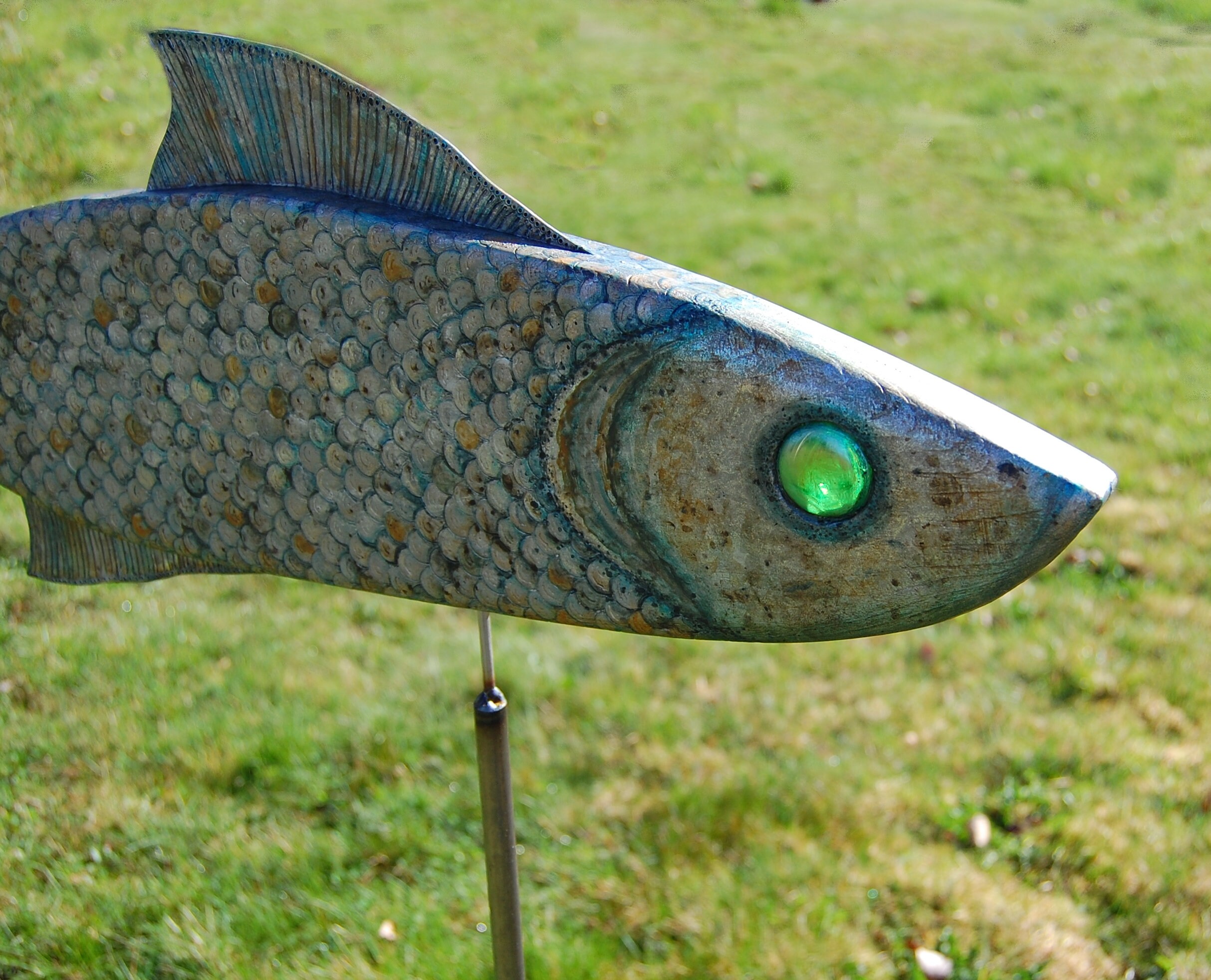 Kinetic Garden Art / Sculpted Fish & Dragonfly Wind Vanes - Etsy