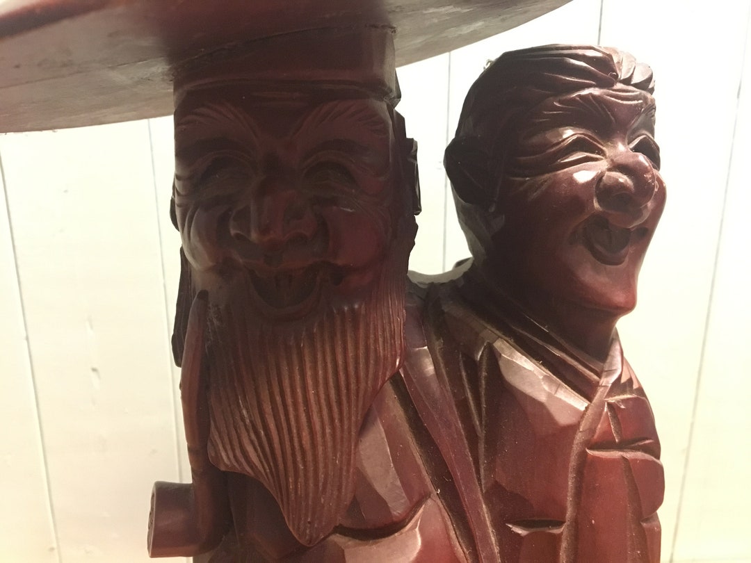 Hand Carved Jolly Man and Woman Solid Wood Sculpture - Etsy