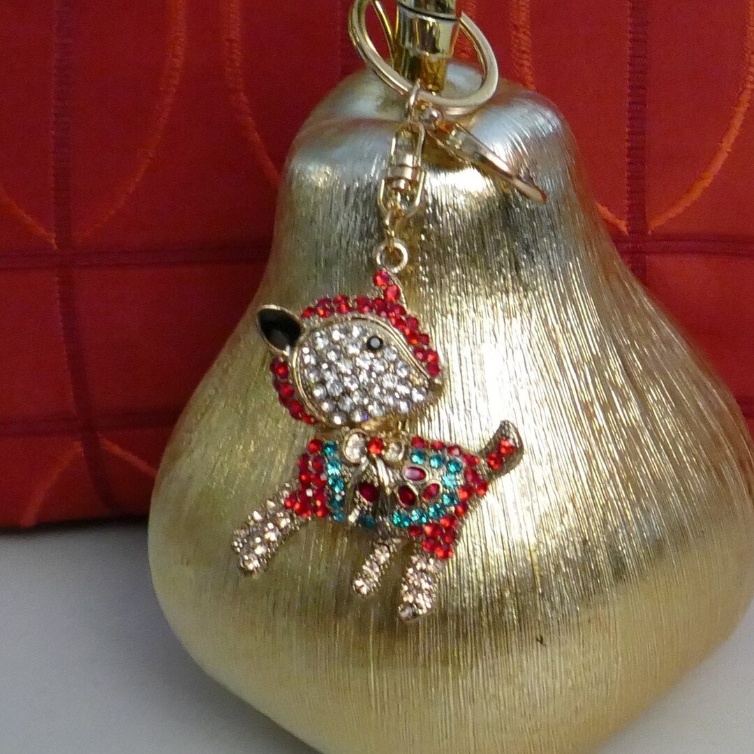 A Beautiful Diamante Red Xmas Reindeer Keyring Rhinestones Charm ...