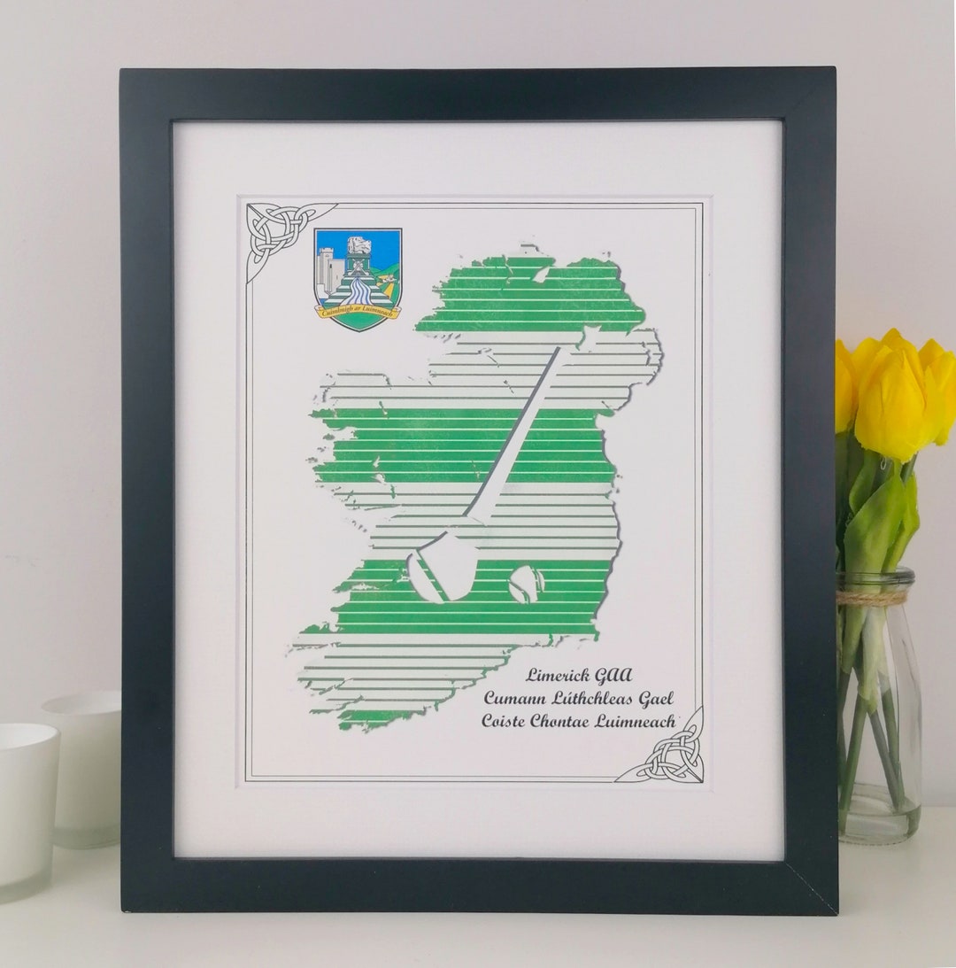 Hurling Team Colours Ireland Map With Crest Personalised Manager or ...