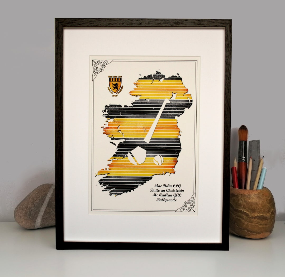 Ireland Map Custom Designed & Framed GAA County or Club Team Colours ...