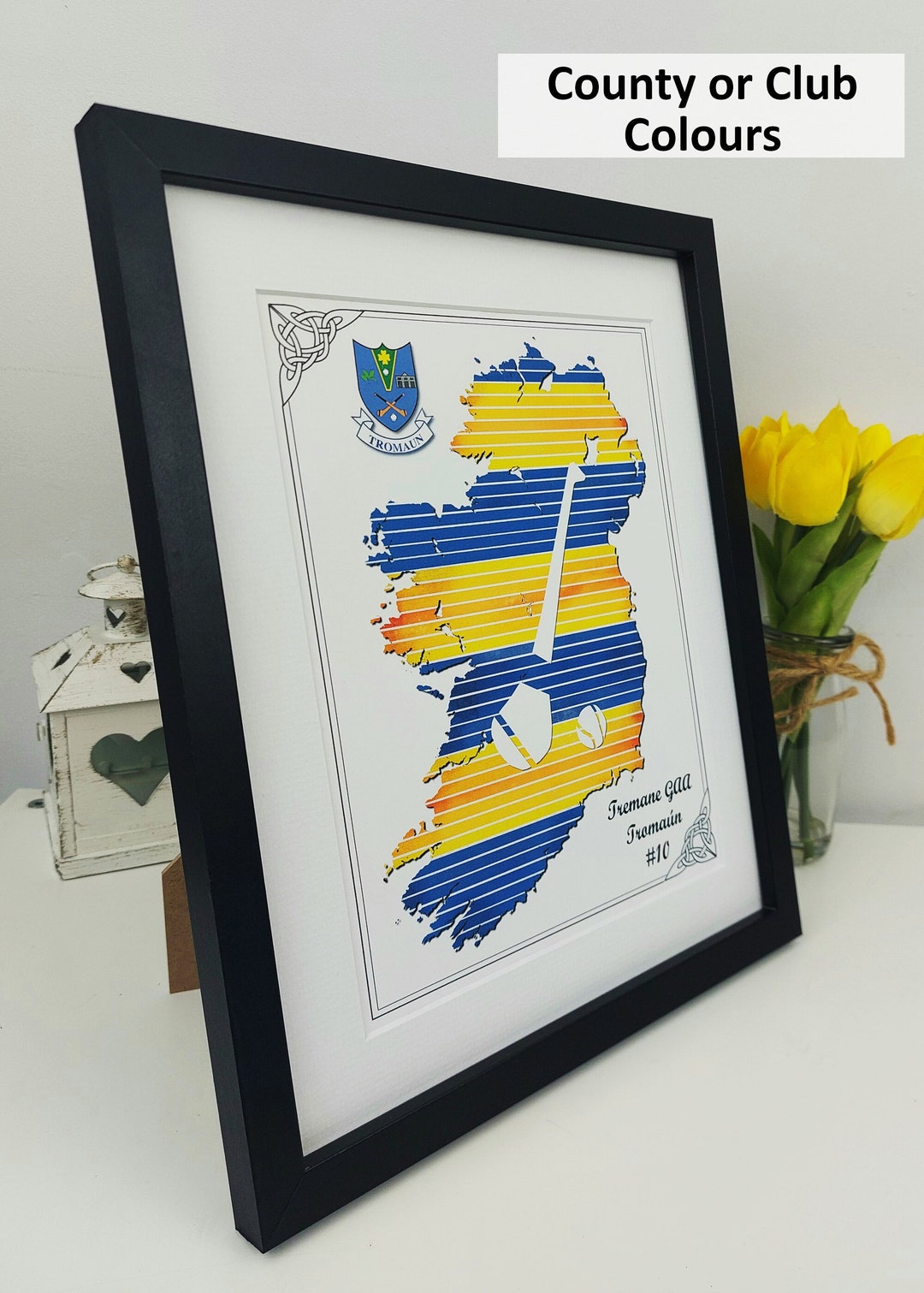 GAA Ireland Map Personalised & Framed - Gaelic Football, Camogie or ...