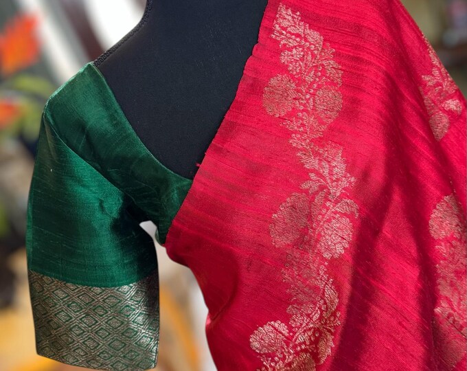 38 Stitched Dark Red Banaras Pure Raw Silk - Etsy