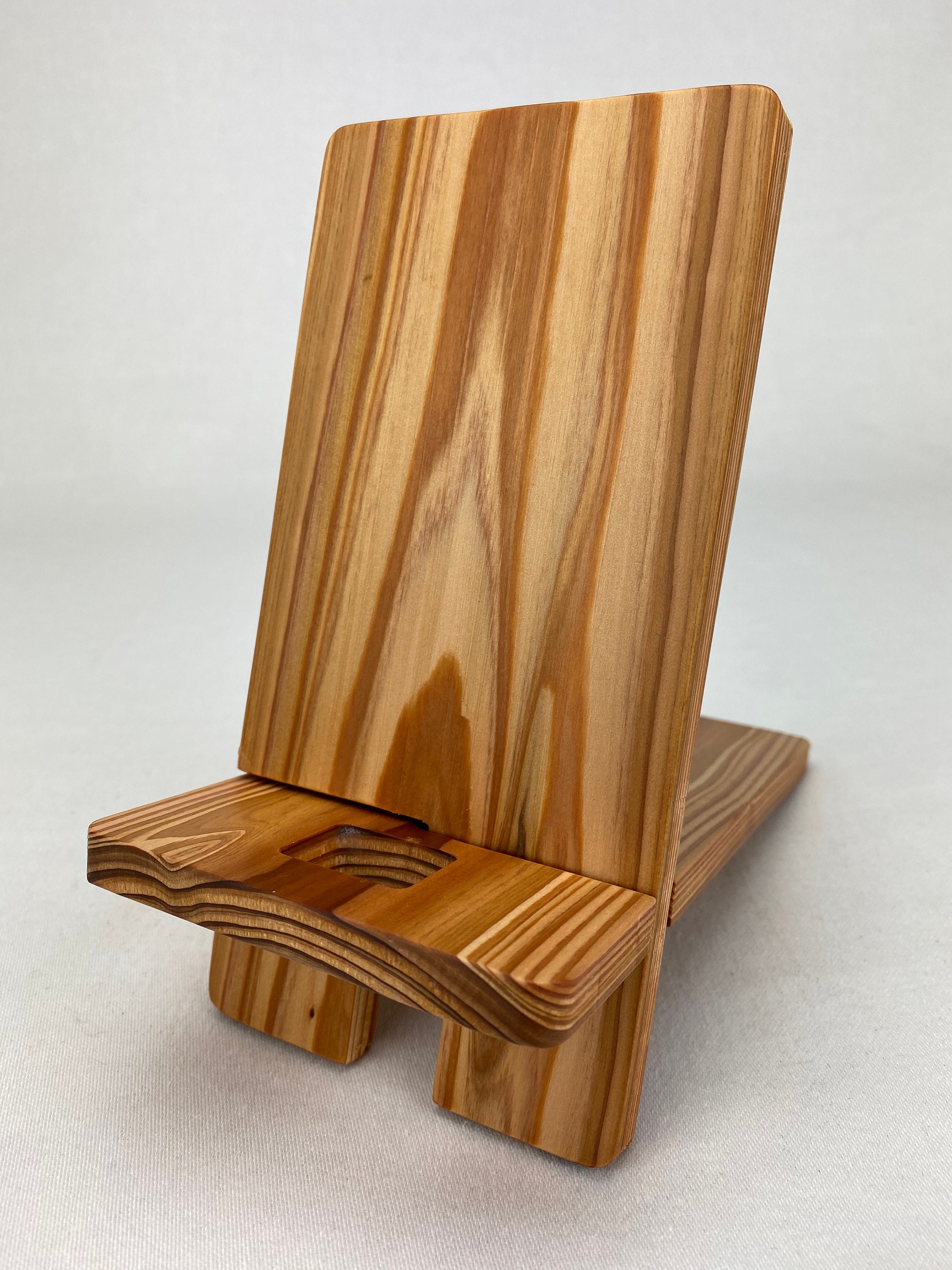 Solid handmade cedar wooden phone display holder | Etsy