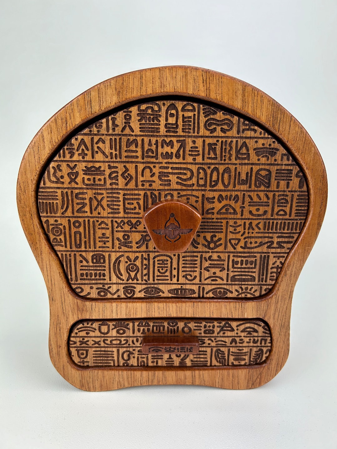 Egyptian Hieroglyphic Engraved Mahogany Wooden Jewelry Keepsake Bandsaw ...