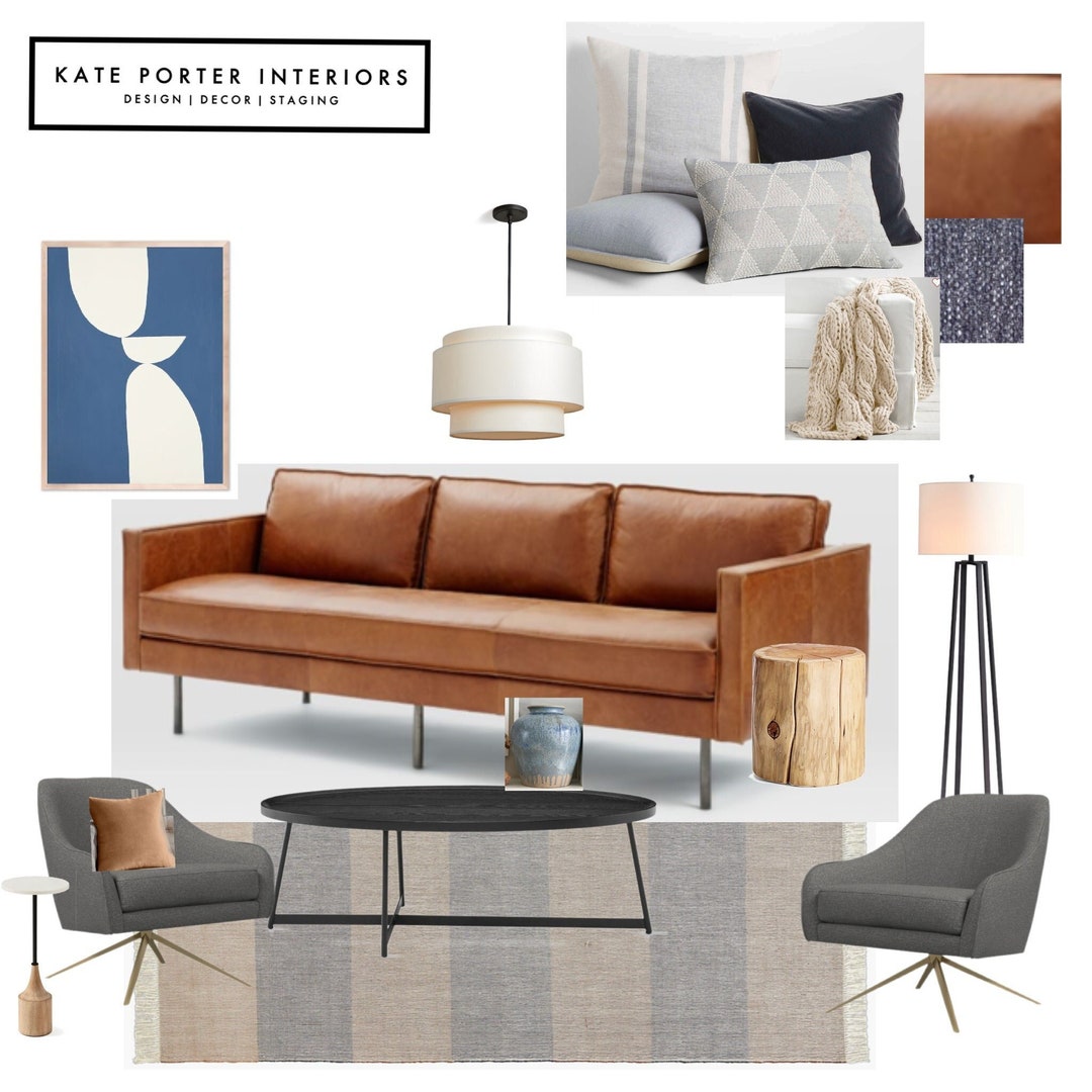 Mid-mod Room Design Package, Living Room Design, Online Interior Design ...