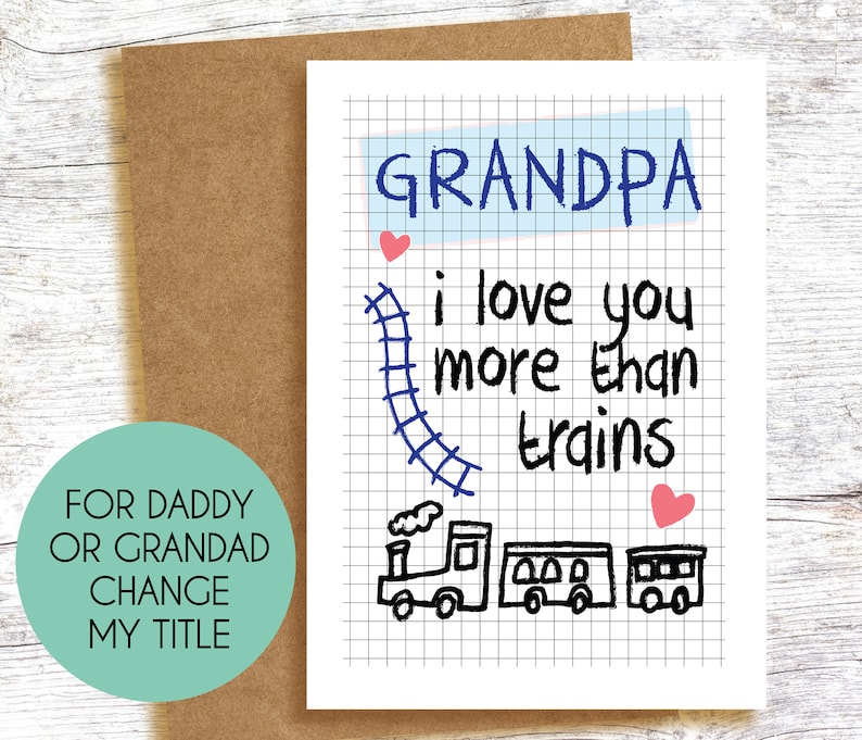 Trains - BIRTHDAY CARD - Daddy - Grandad - Personalise - Child - Love ...