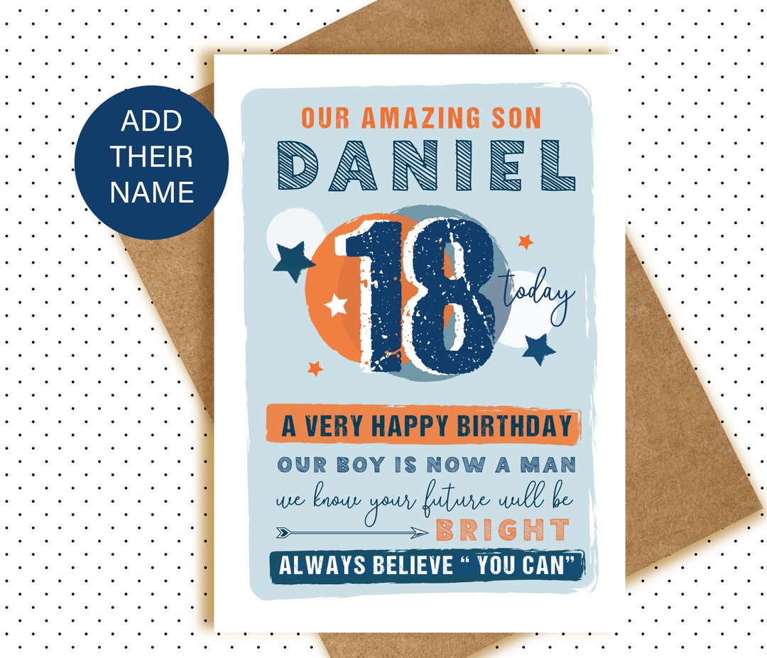 18TH BIRTHDAY CARD - Son - Personalised - From Mum & Dad - Etsy