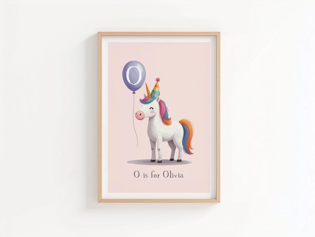 Personalised Unicorn Nursery Bedroom Wall Art Print - Personalise With ...