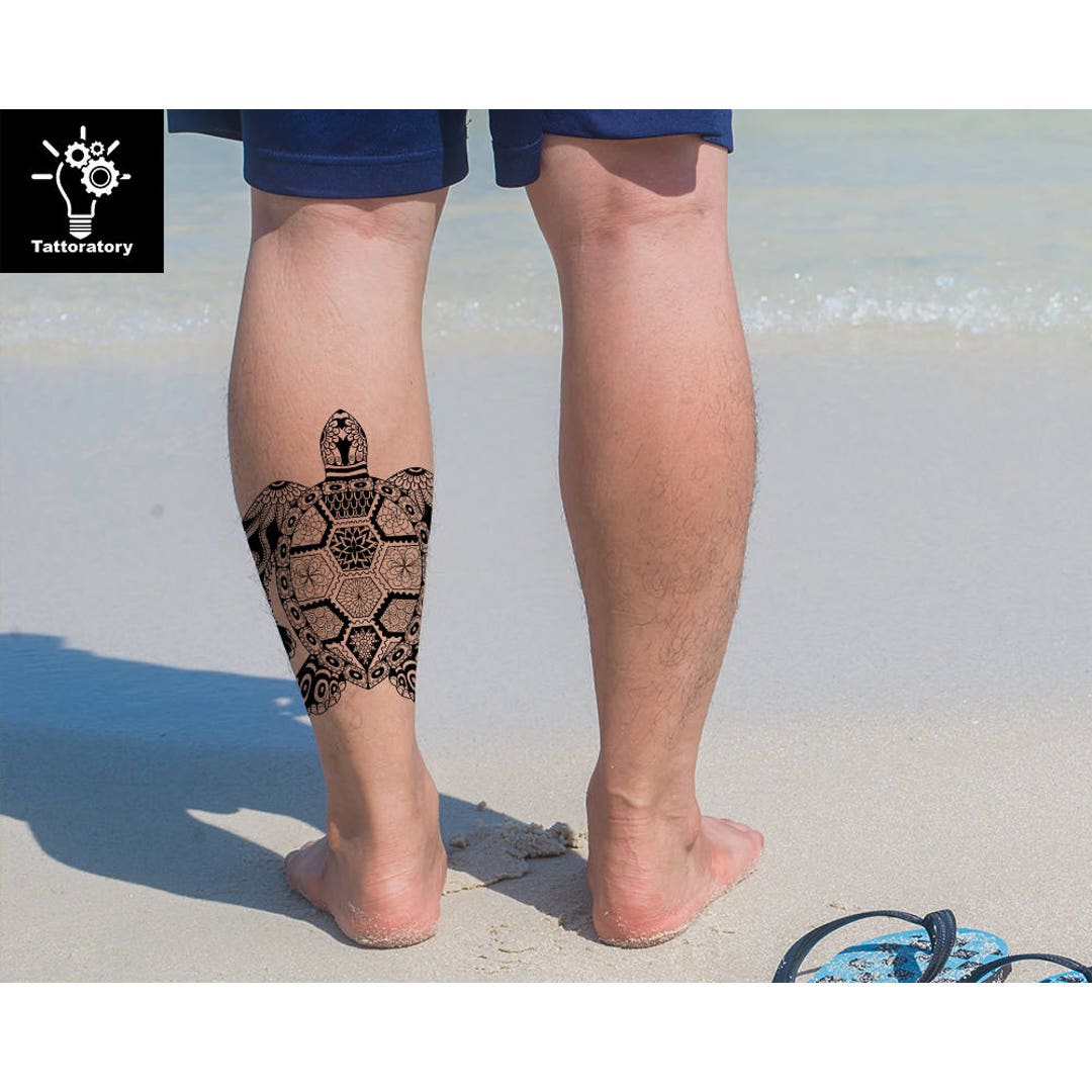 Maori Tattoos Leg Turtle
