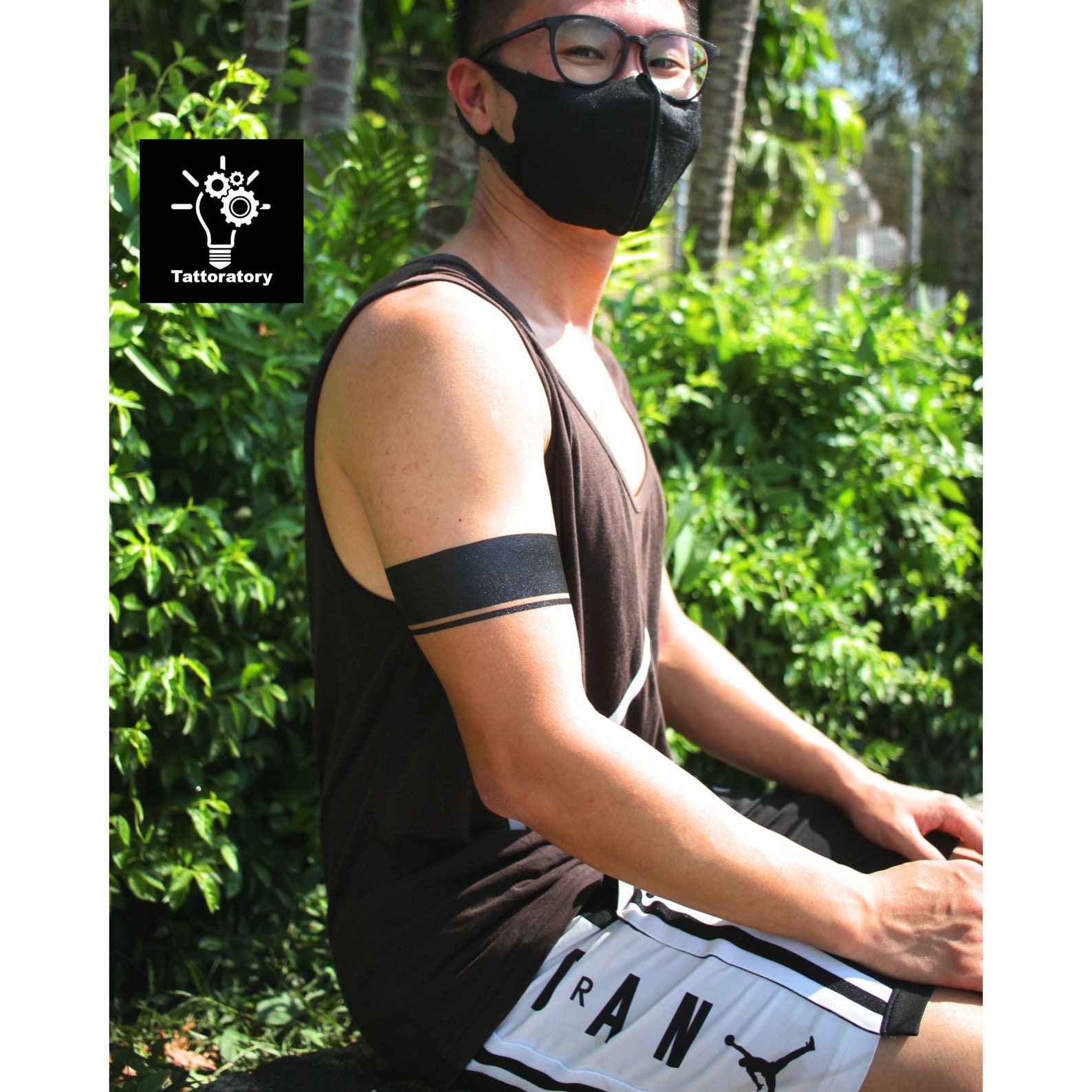 Simple Black Bicep Armband Tattoo for Men, Solid Black Arm Band Tattoo ...