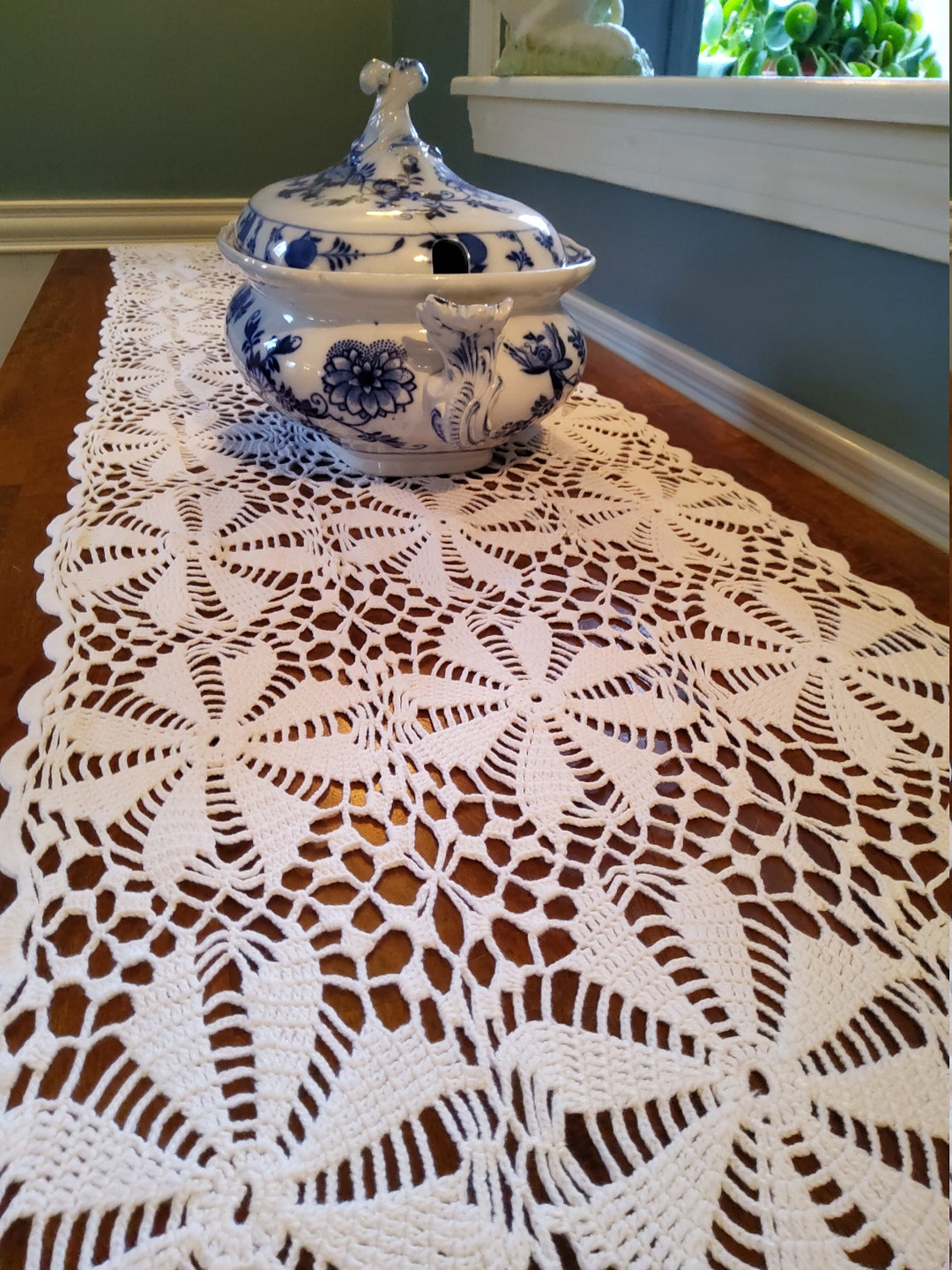 Embroidered Vintage White Table Buffet Runner - Etsy