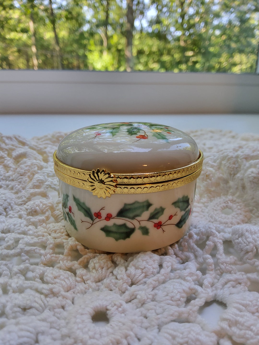 Lenox China holiday Trinket Box - Etsy