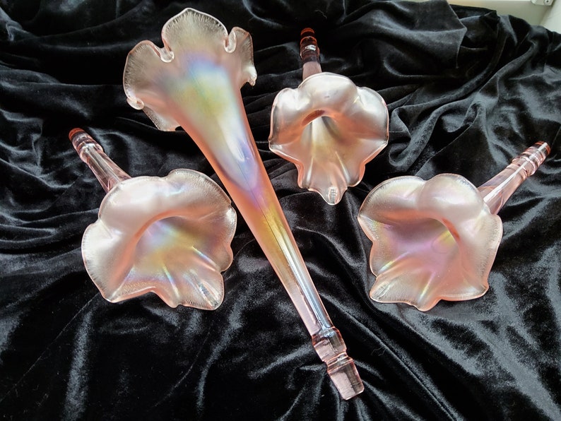 Velva Rose 4 Horn Epergne 75TH Fenton Anniversary - Etsy