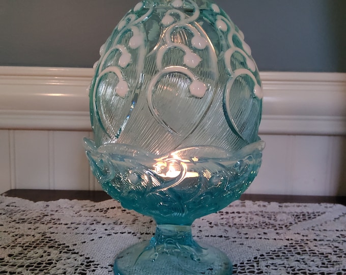 Fenton Blue Opalescent Lily of the Valley Fairy Lamp - Etsy