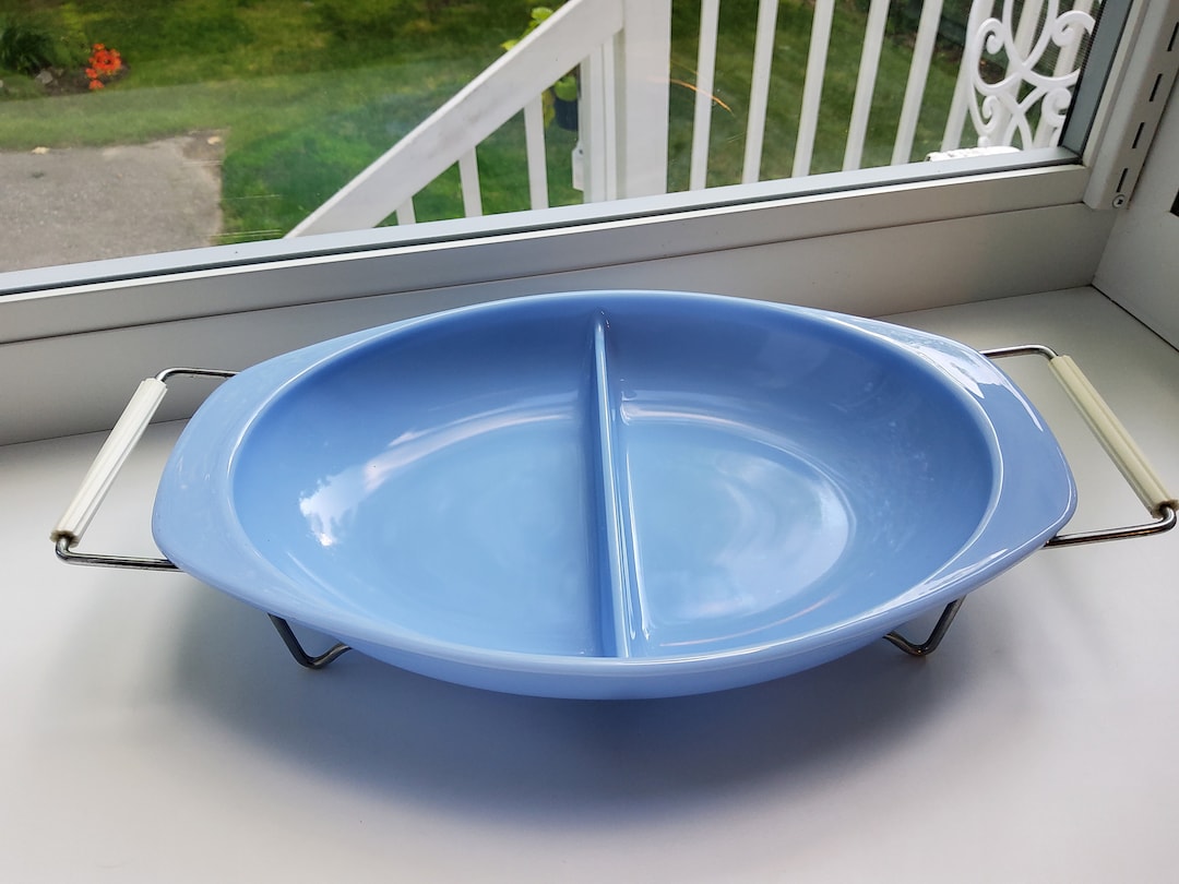Pyrex Delphite Bluebelle Cinderella Oval Serving Dish With Cradle - Etsy