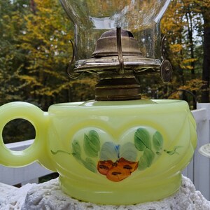 Antique Custard Glass Oil Lamp in Heart Pattern Tarentum Glass - Etsy