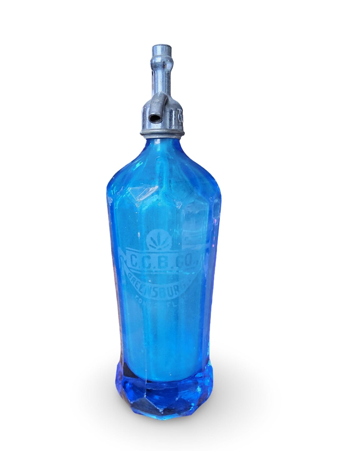 Vintage Blue Glass Seltzer Bottle: Bar Decor - Etsy