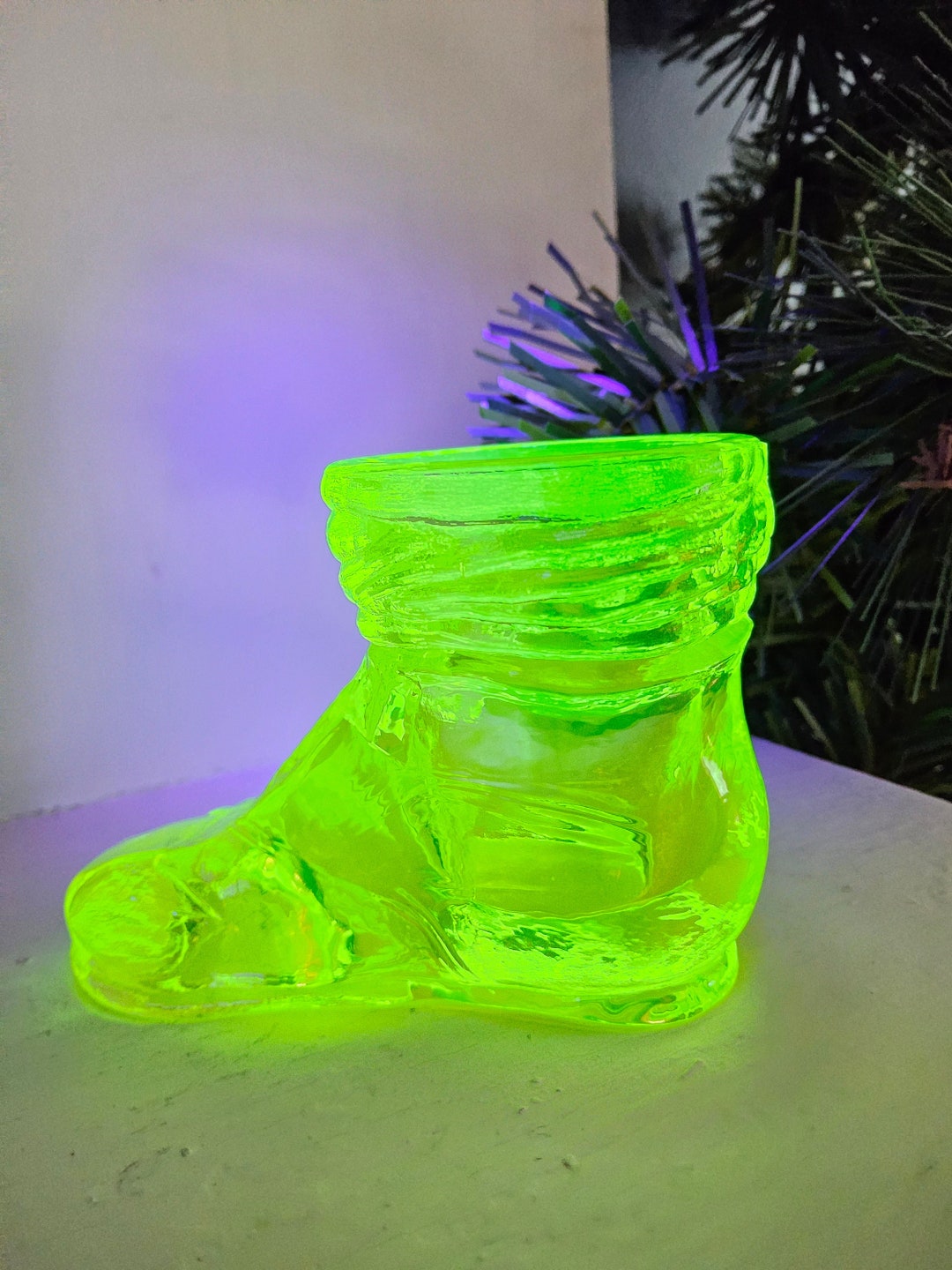 Vaseline Glass Hobo Boot Toothpick Holder - Etsy