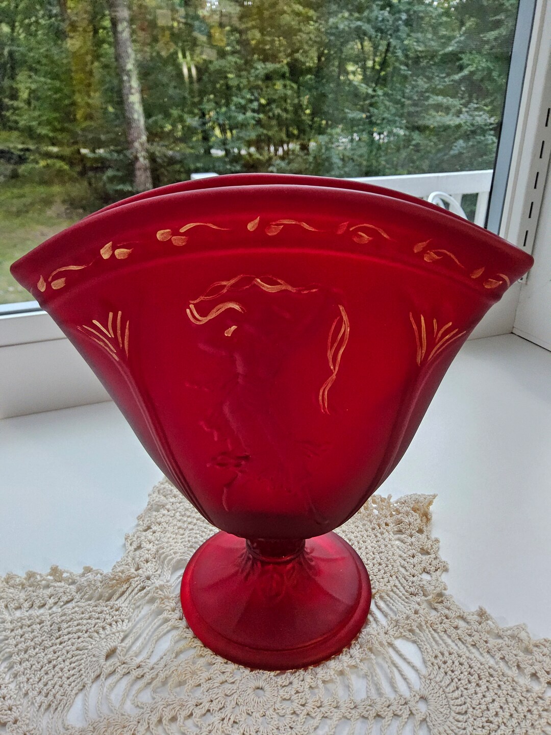 Fenton Ruby Satin Dancing Ladies Fan Vase - Etsy