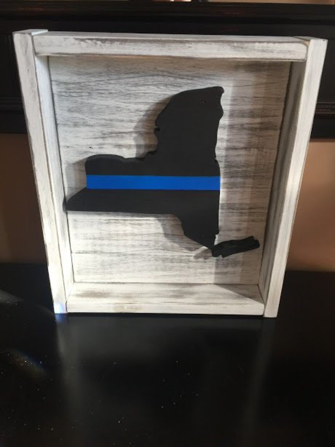 New York State Blue Line Shadow Box, Back the Blue - Etsy