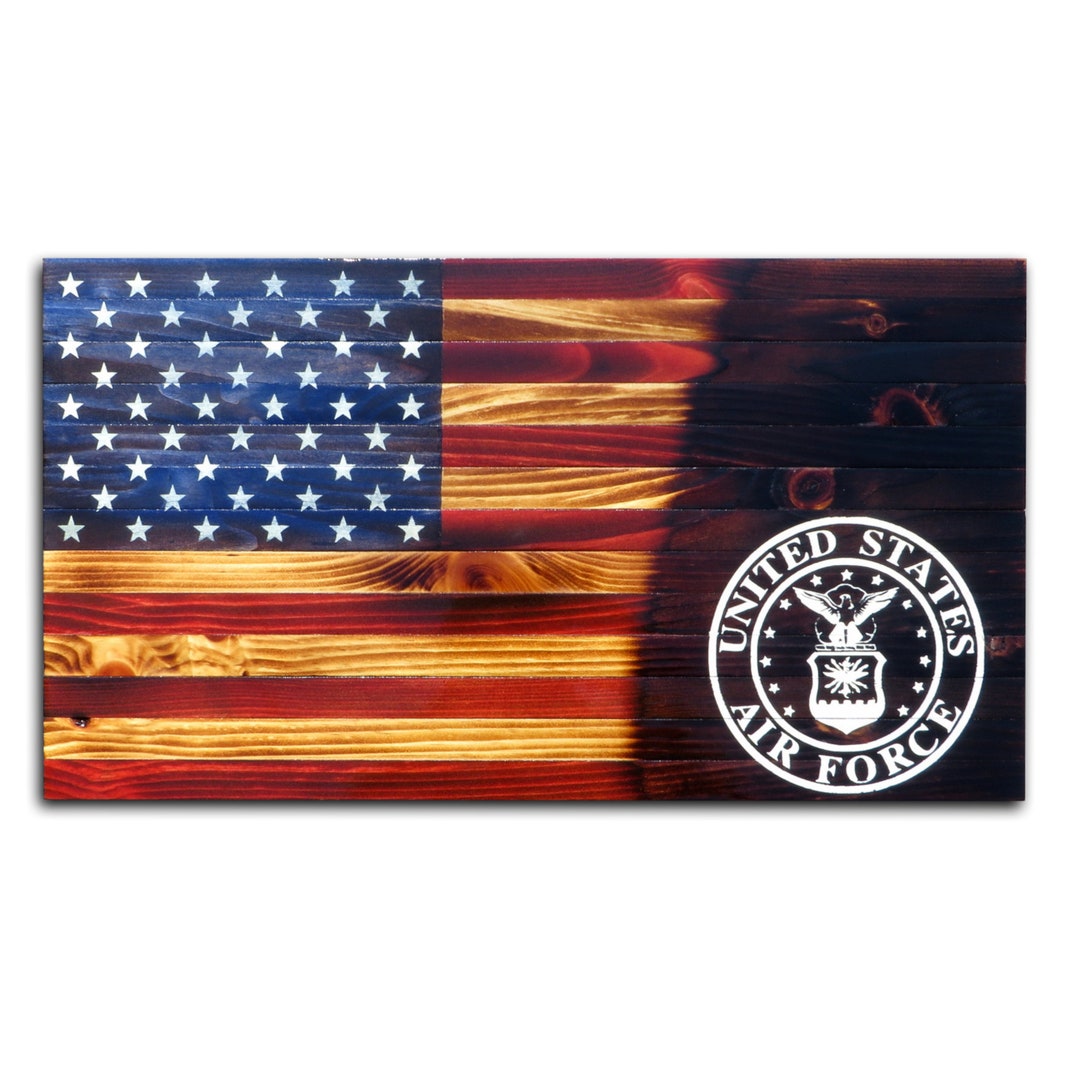 Air Force Rustic American Wood Flag - Air Force Flag - Air Force Sign ...