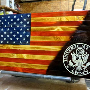 Army Rustic American Wood Flag - Army Wooden Flag - Army Sign - Army ...