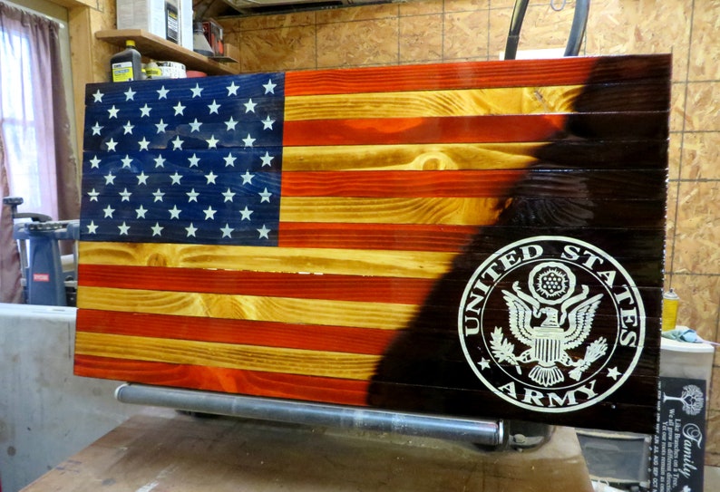 Army Rustic American Wood Flag - Army Wooden Flag - Army Sign - Army ...