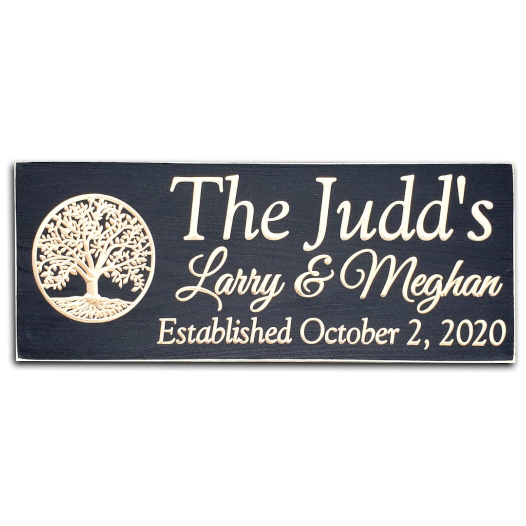 Tree of Life Family Sign - Carved Family Tree Sign - Wedding Gift ...