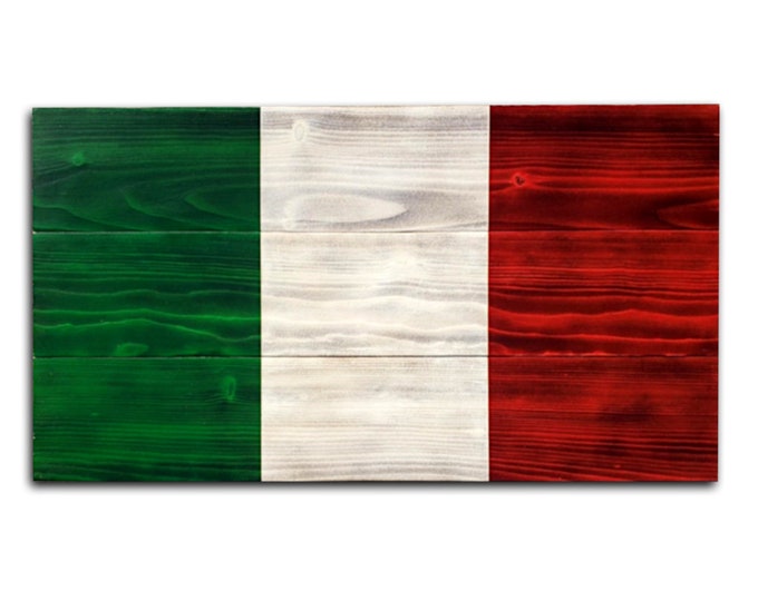 ITALY Flag Printed Canvas on Wood Flags Italian Rustic Flags Wooden ...