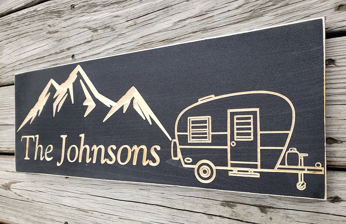 Vintage Camper Sign - Carved Camping Sign - Camping Gift's - Mountain ...